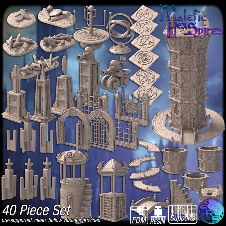 3D Printable Wizard Tower Set by SRS Studios
