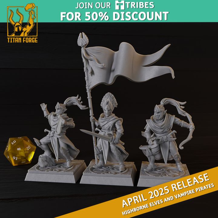 3D Printable Highborne Archers - Highborne Elves and Vampire Pirates ...