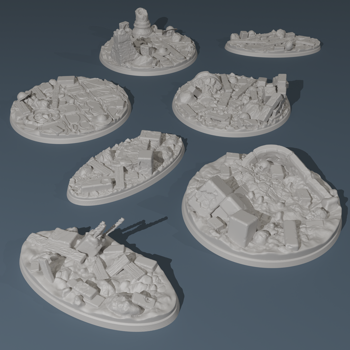 3D Printable Bases and toppers - trench crusade - church ruins by HexBrick
