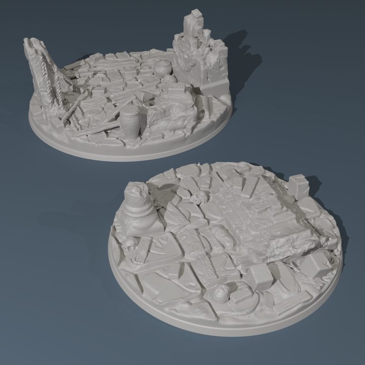 3D Printable Bases and toppers - trench crusade - church ruins by HexBrick