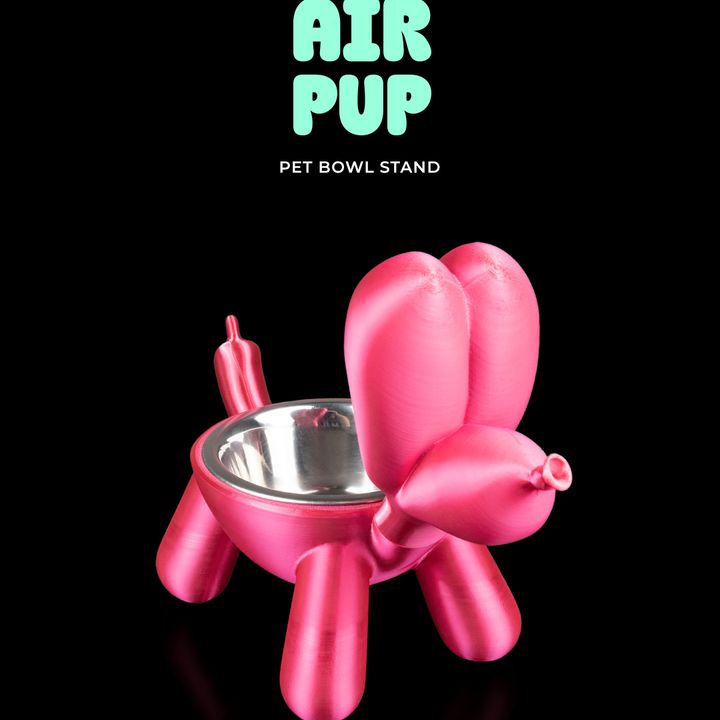 3D Printable Air Pup Pet Bowl Stand by Stlflix