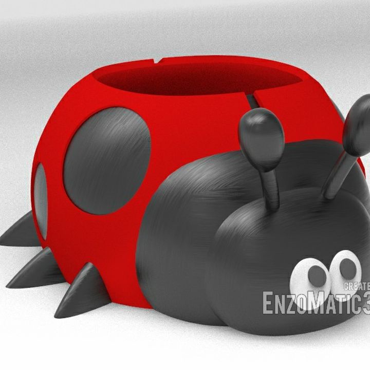 3D Printable Flowerpot Ladybugs - planter, pencil holder - 3mf pre ...