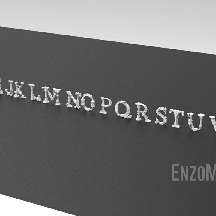 3D Printable alphabet steampunk letters stl for 3d printing by EnzoMatic3D