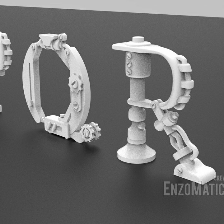 3D Printable alphabet steampunk letters stl for 3d printing by EnzoMatic3D