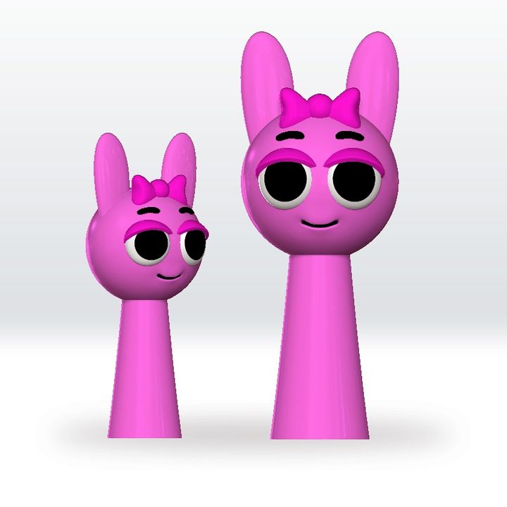 3D Printable Pinki Sprunki STL, 3mf, Obj, 3D Model Split file Character ...