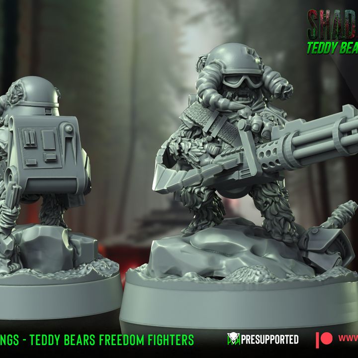 3D Printable Shadow Fangs Teddy Bear Freedom Fighters by War Bear 3D Studios