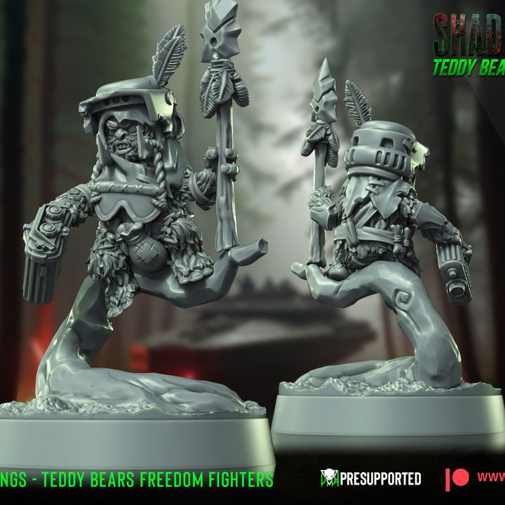 3D Printable Shadow Fangs Teddy Bear Freedom Fighters by War Bear 3D Studios