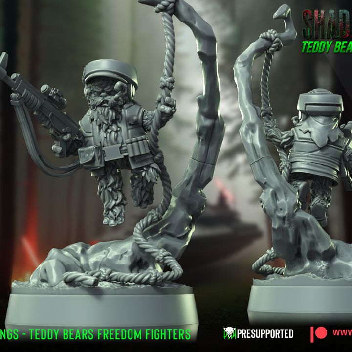 3D Printable Shadow Fangs Teddy Bear Freedom Fighters by War Bear 3D Studios