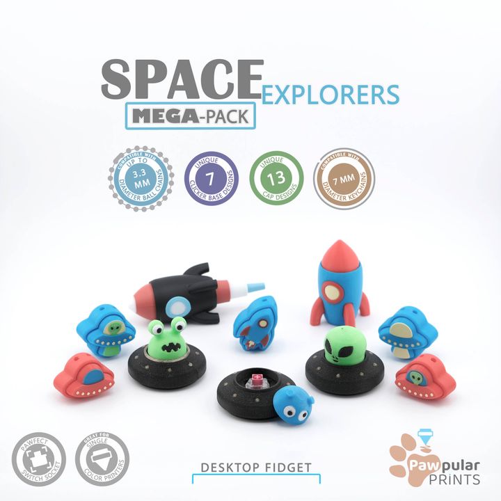 3D Printable Space Explorers MEGA-Pack - Fidget Keychain [Private Use ...
