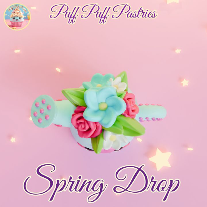 3D Printable Kawaii Spring Drop Watering Can Chibi by Puff Puff Pastries