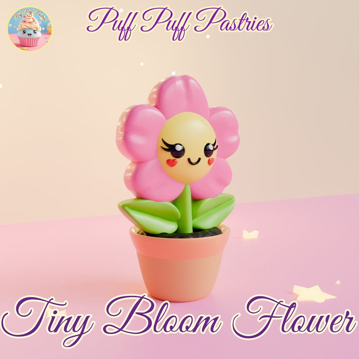 3D Printable Kawaii Tiny Bloom Flower Chibi by Puff Puff Pastries