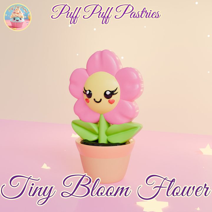 3D Printable Kawaii Tiny Bloom Flower Chibi by Puff Puff Pastries