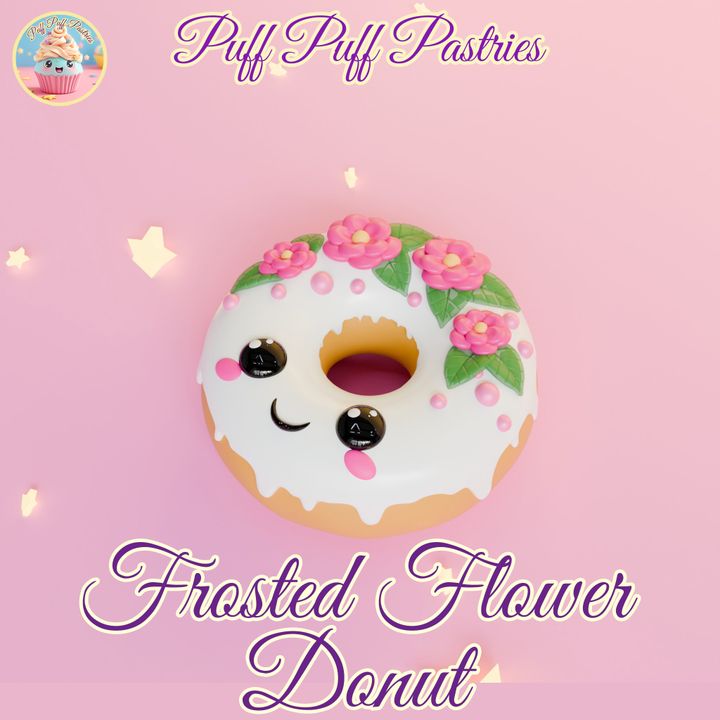 3D Printable Kawaii Frosted Flower Donut Chibi by Puff Puff Pastries