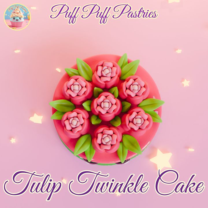 3D Printable Kawaii Tulip Twinkle Cake Chibi by Puff Puff Pastries