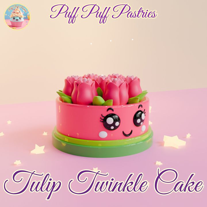 3D Printable Kawaii Tulip Twinkle Cake Chibi by Puff Puff Pastries