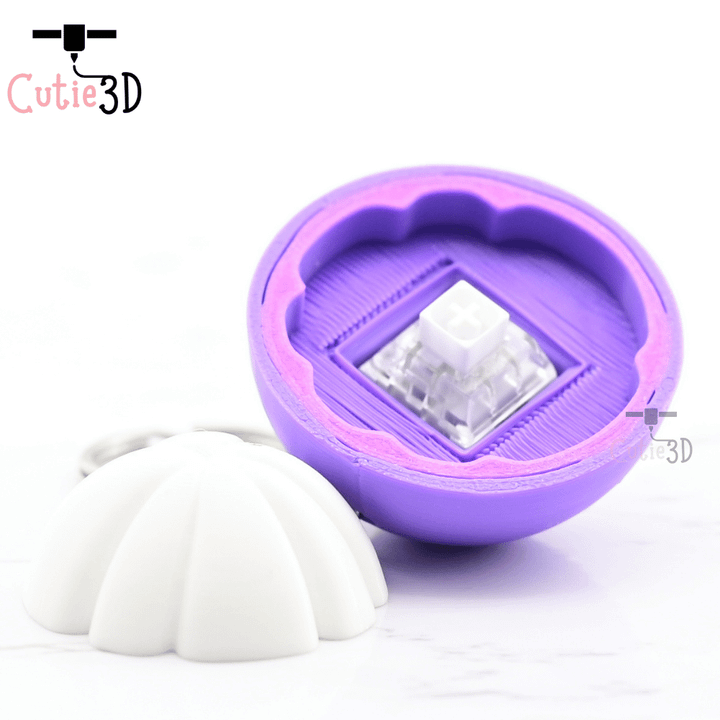 3D Printable Cutie3D Keycap Fidget Clicker Half Cut Mangosteen Keychain ...