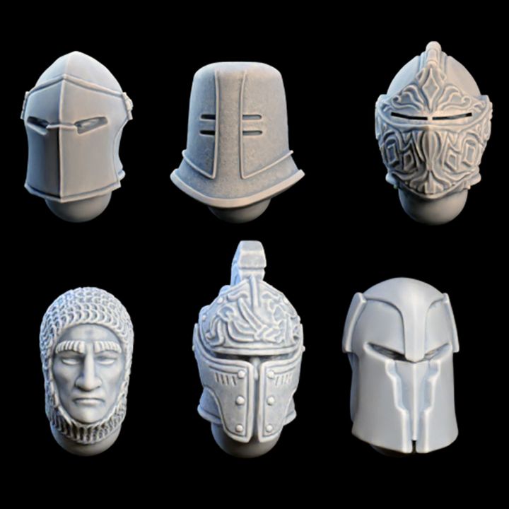 3D Printable Knight Helmets 1 - Modular Knights by YourNeighborKnight Minis