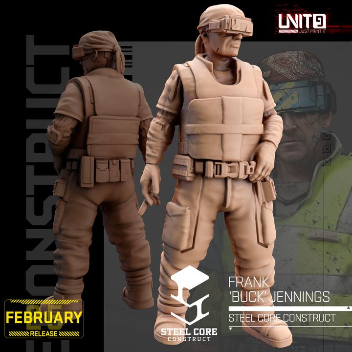 3D Printable Cyberpunk - Frank 'Buck' Jennings - Steel Core Construct ...