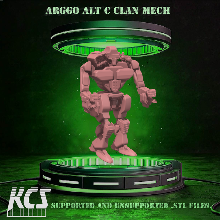 3D Printable BATTLETECHNOLOGY ARGGO ALT C CLAN MECH by Mark Hazell