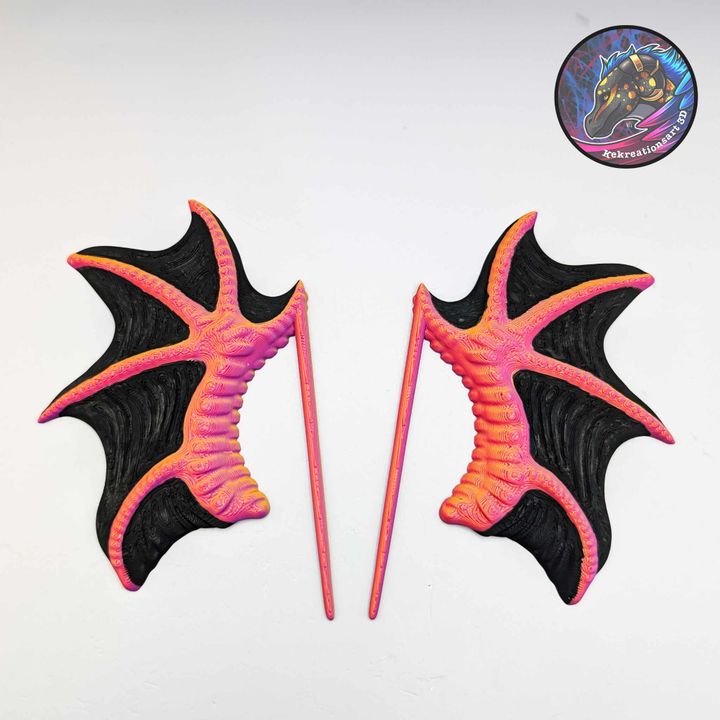 3D Printable Dragon Wing Hair Sticks by Kirsten M