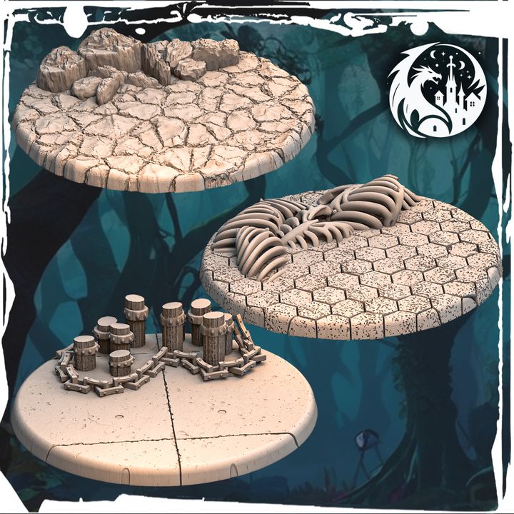 3D Printable 3 x Base 50mm by Haito