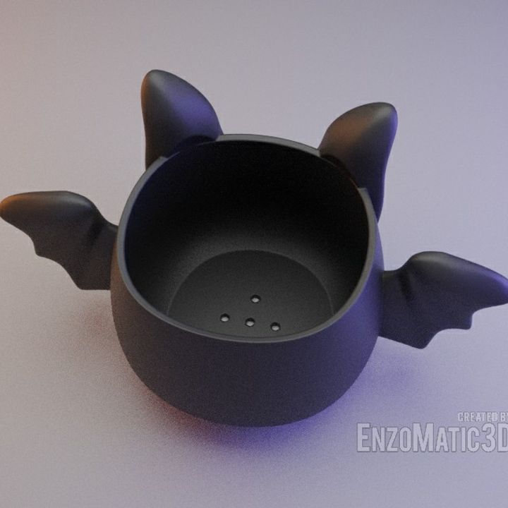 3D Printable bat flower pot planter, pencil holder - STL by EnzoMatic3D