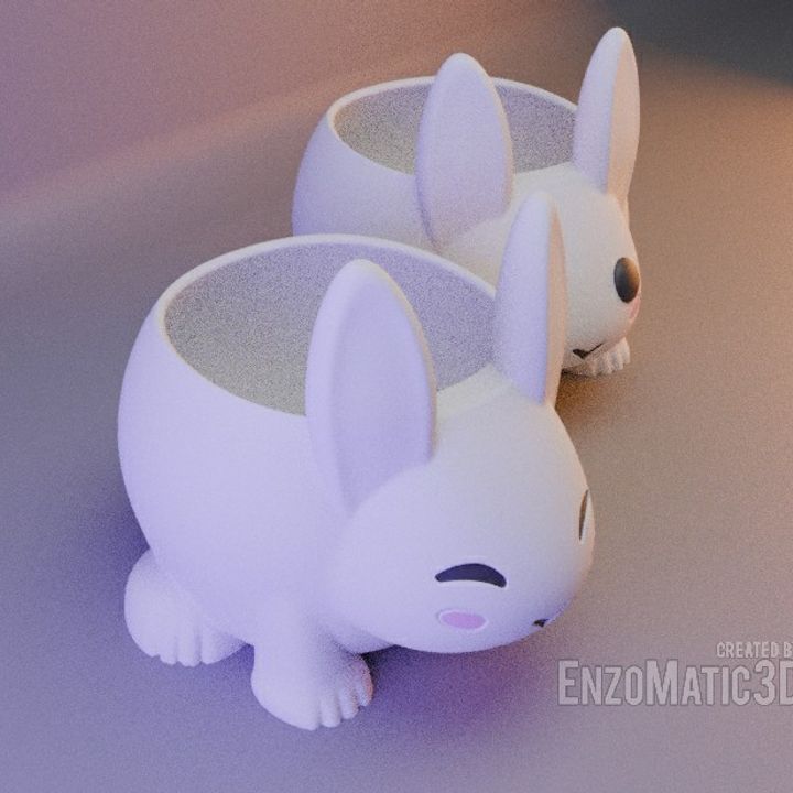 3D Printable rabbit - planter, pencil holder - STL by EnzoMatic3D