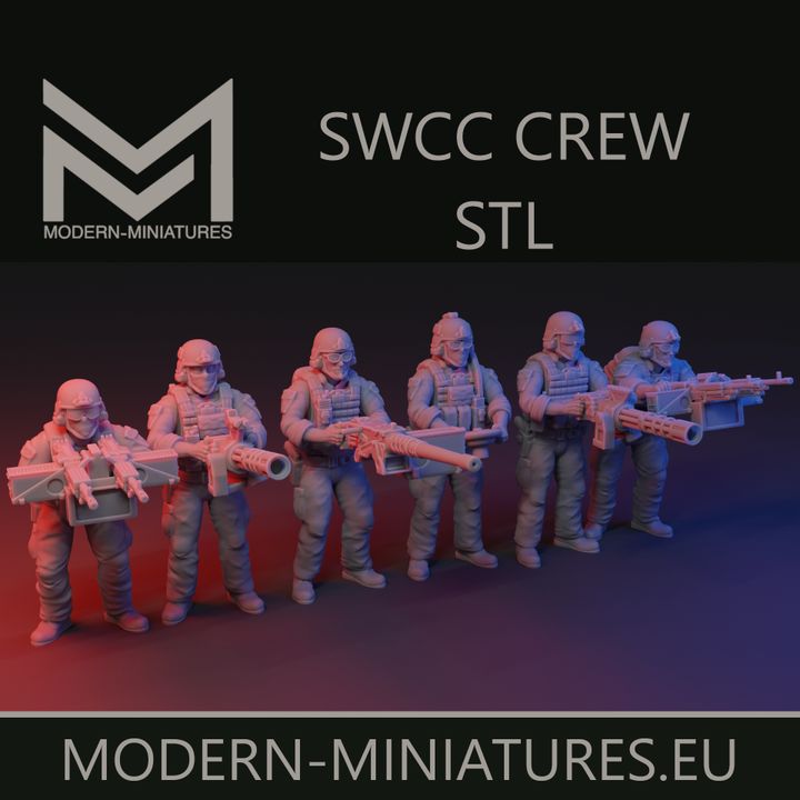 3D Printable SWCC Crew 28mm Miniatures set of 6. by Modern-Miniatures.eu