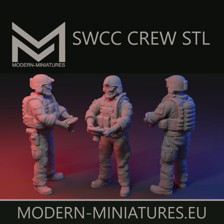 3D Printable SWCC Crew 28mm Miniatures set of 6. by Modern-Miniatures.eu