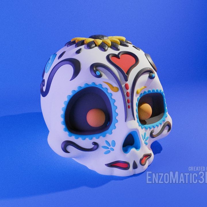 3D Printable mexican skull, sugar skull, day of the dead, halloween ...