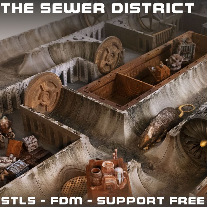 3D Printable The Sewer District Complete Terrain Set by Kathy Millatt ...