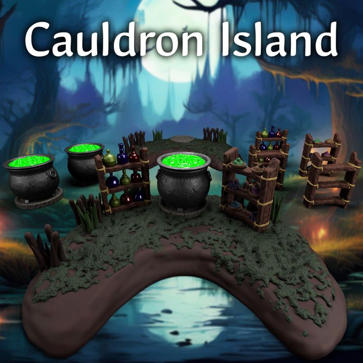3D Printable Cauldron Island by Krakulu
