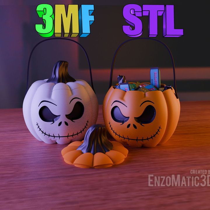 3D Printable Pumpkin jack - Candy bucket trick or treat, Halloween ...
