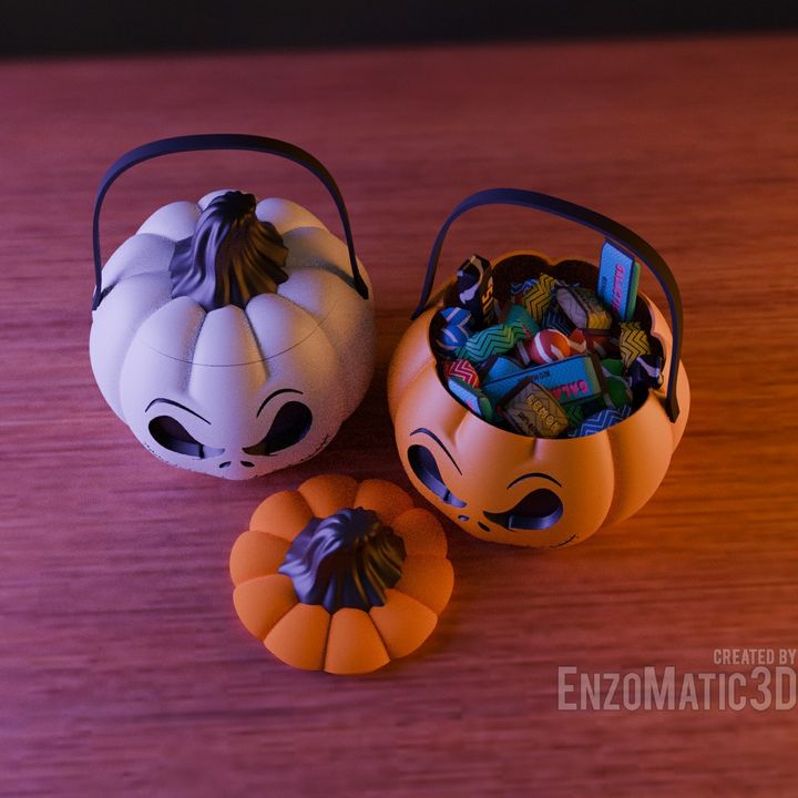 3D Printable Pumpkin jack - Candy bucket trick or treat, Halloween ...