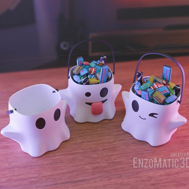 3D Printable Ghost - Candy bucket trick or treat, Halloween, spooky ...