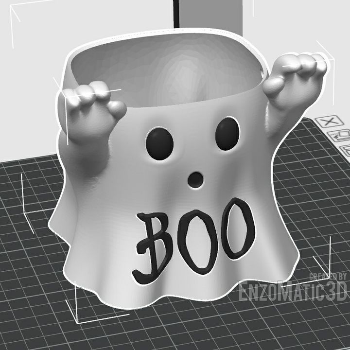 3D Printable ghost Boo horror halloween - Candy bucket trick or treat ...