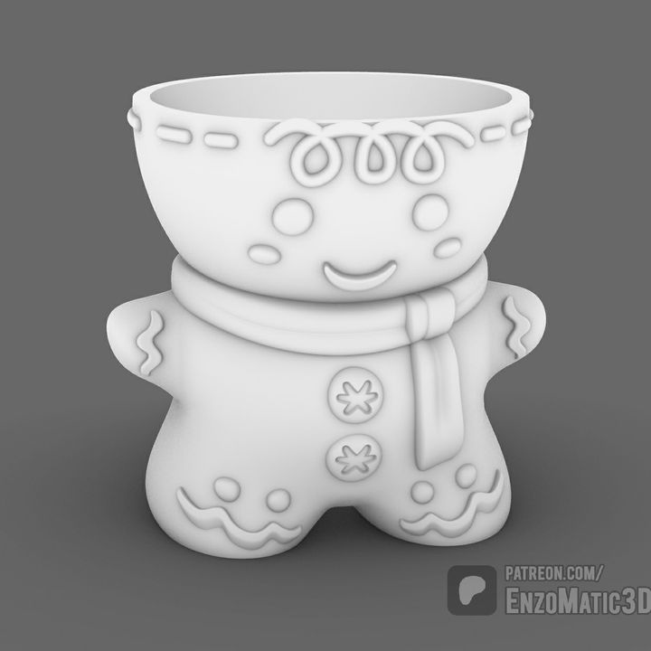 3D Printable Christmas cookie - GINGERBREAD MAN with scarf - flower pot ...