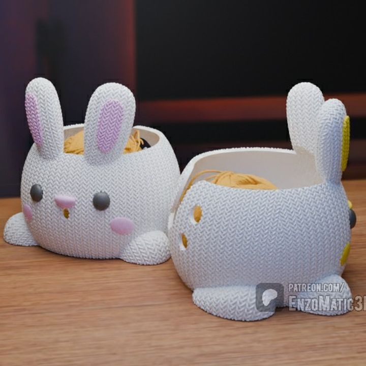 3D Printable bowl knitted rabbit - crochet bowl - 3MF, STL by EnzoMatic3D