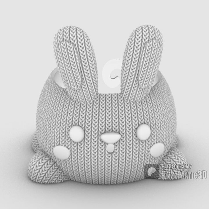 3D Printable bowl knitted rabbit - crochet bowl - 3MF, STL by EnzoMatic3D