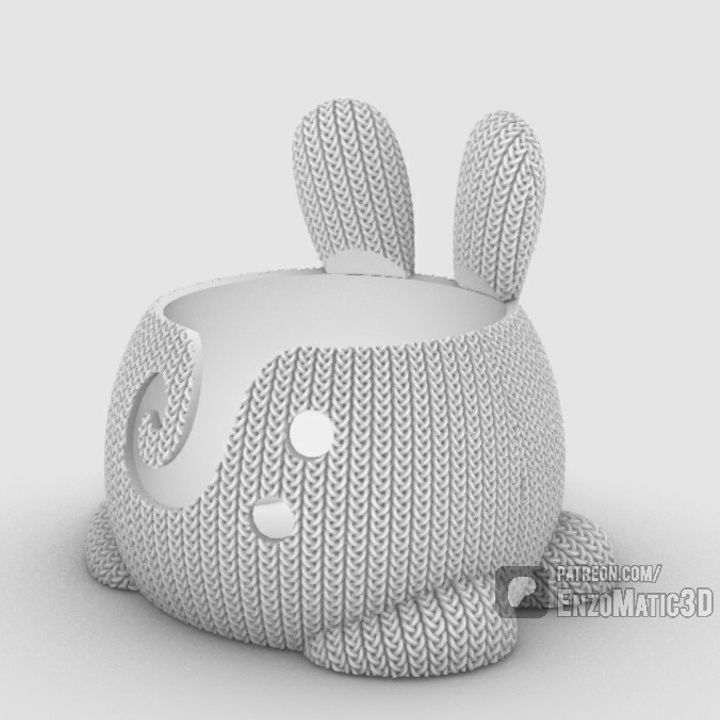 3D Printable bowl knitted rabbit - crochet bowl - 3MF, STL by EnzoMatic3D