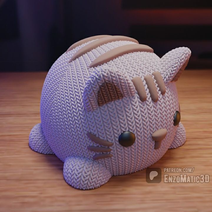 3D Printable knitted cat squishmallow - 3MF - STL by EnzoMatic3D