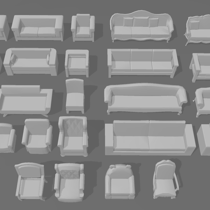 3D Printable Miniatures - The Sims - Sofas by ocram3000