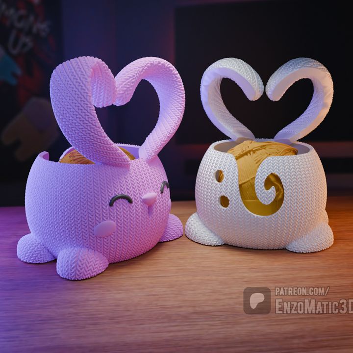 3D Printable Valentine's Day bunny in love with heart ears - bowl ...