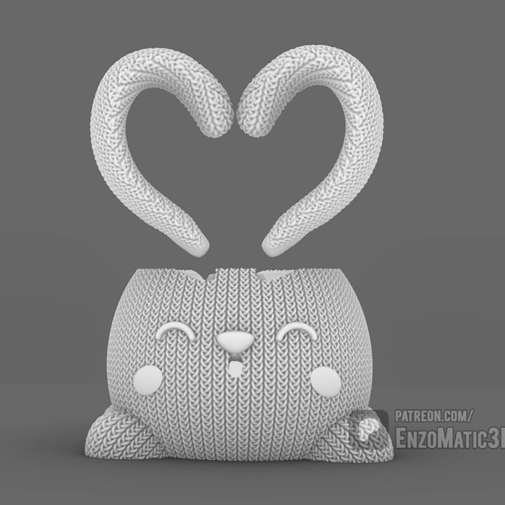 3D Printable Valentine's Day bunny in love with heart ears - bowl ...