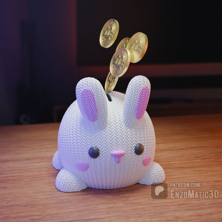 3D Printable rabbit piggy bank, money box - 3mf, STL by EnzoMatic3D