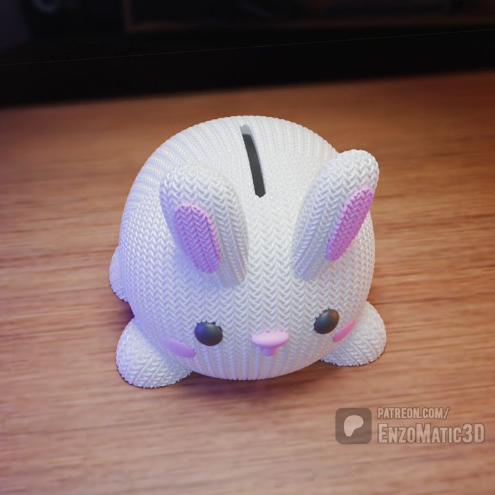 3D Printable rabbit piggy bank, money box - 3mf, STL by EnzoMatic3D
