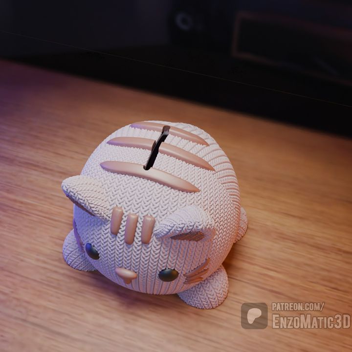 3D Printable cat, kitten piggy bank, money box - 3mf, STL by EnzoMatic3D