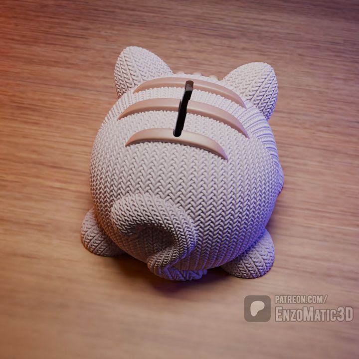 3D Printable cat, kitten piggy bank, money box - 3mf, STL by EnzoMatic3D