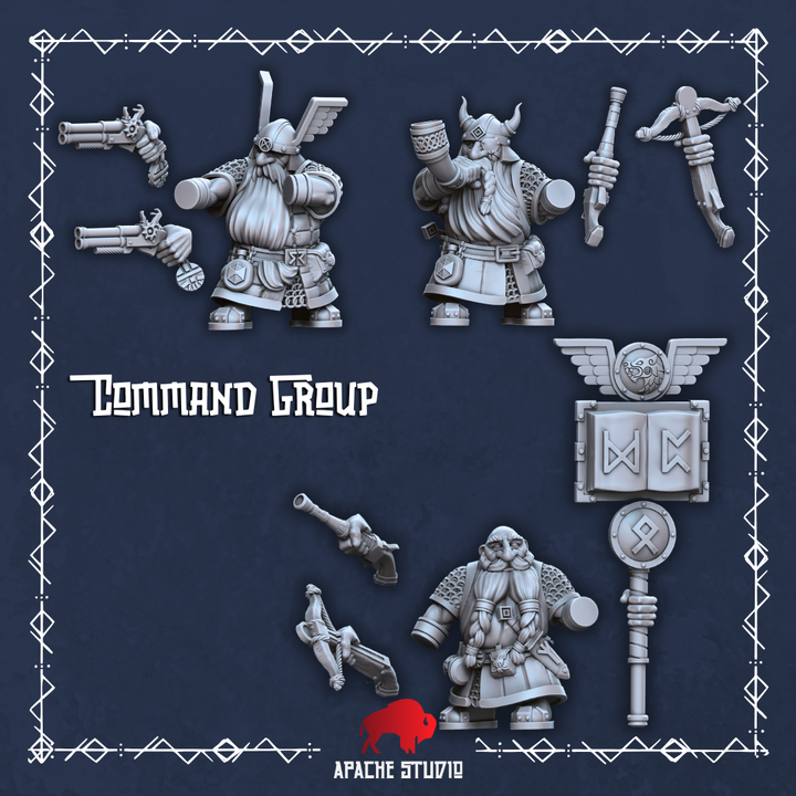 3D Printable Forgeborn Clan: Crossbowmen - Arquebusiers (dwarf unit) by Apache-Studio