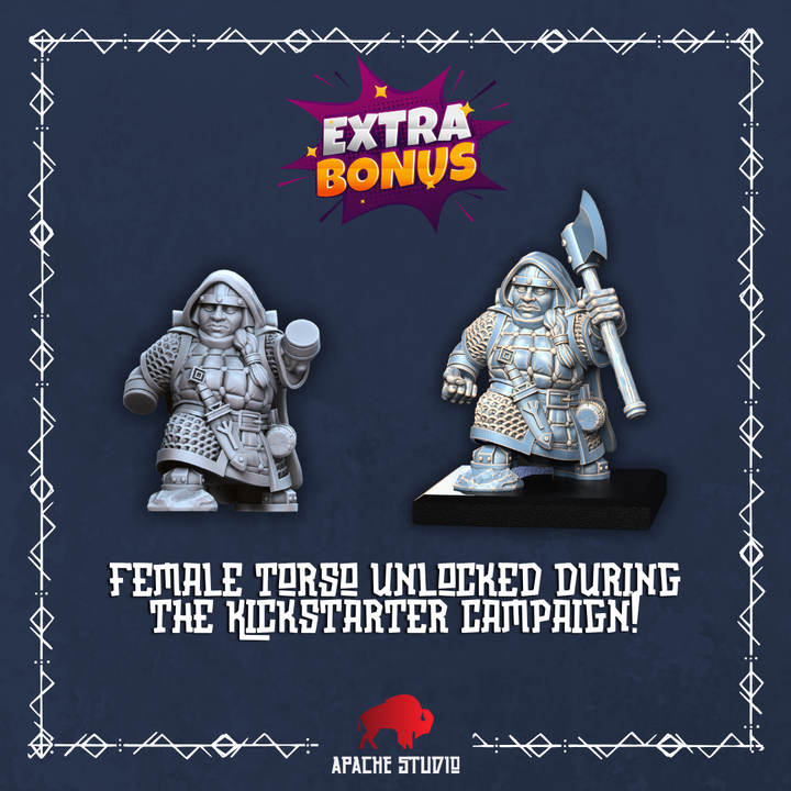 3D Printable Forgeborn Clan: Rangers (dwarf unit) by Apache-Studio